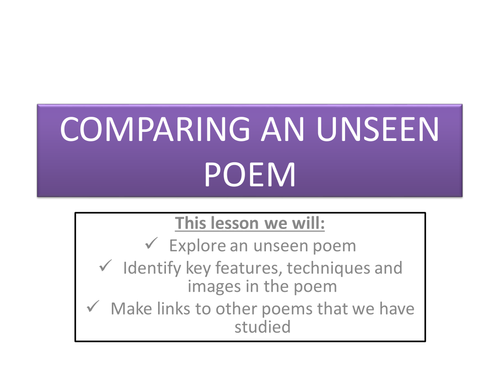 Comparing poetry - Year 9 low ability | Teaching Resources