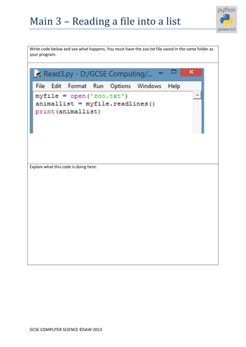 A453 - Python Reading Writing Sorting Files | Teaching Resources