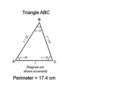 Solving equations from geometrical information (perimeter and angles ...