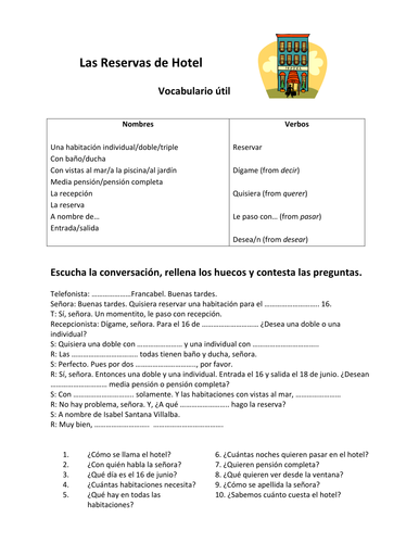 Spanish IGCSE Ab Initio - Vocabulary sheets | Teaching Resources