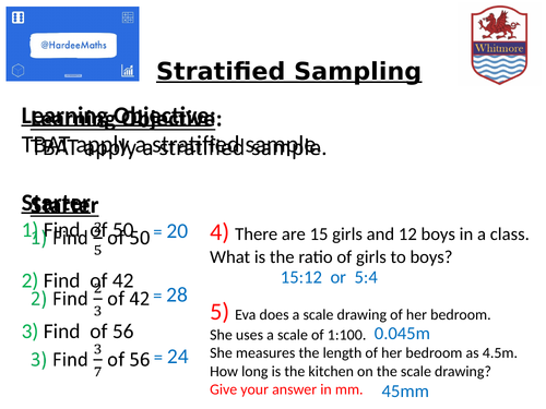 Stratified Sampling GCSE - Full Lesson | Teaching Resources
