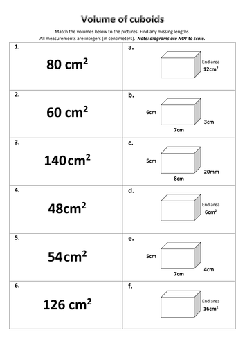 Volume of cuboids - match cards | Teaching Resources