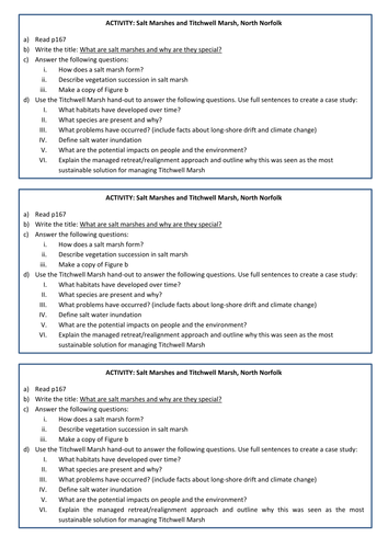 GCSE AQA - A Coasts - Titchwell Marsh Salt Marshes | Teaching Resources