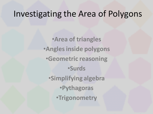 Investigating the area of regular polygons | Teaching Resources