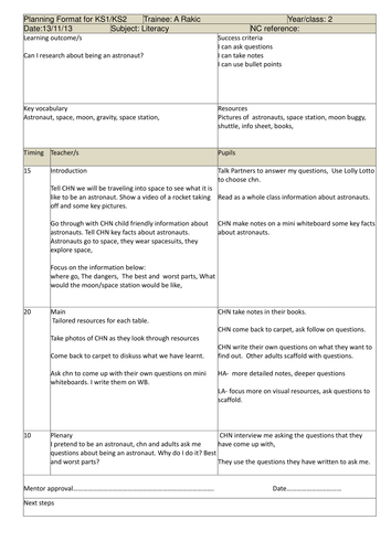 Astronaut Research and Diary Writing Lessons | Teaching Resources