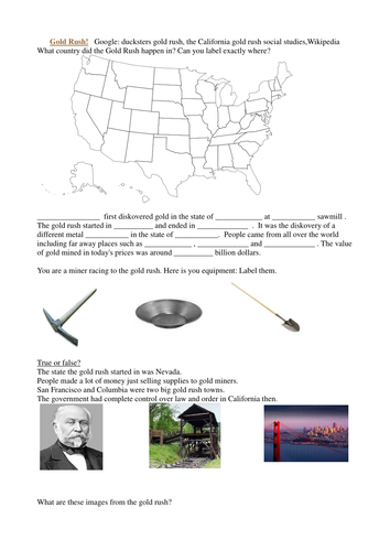 Gold Rush Quiz | Teaching Resources