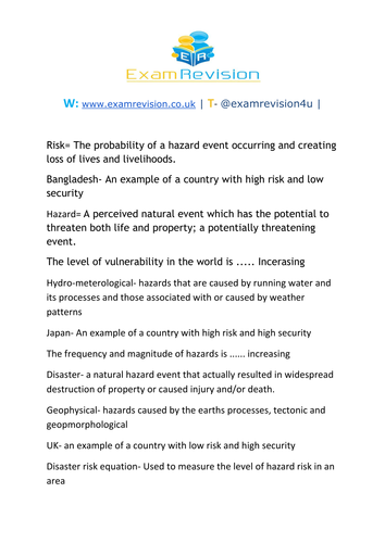 A-Level AS Edexcel - Classifying Hazards - Risk Equation | Teaching ...