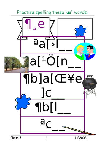 Phase 5: ue grapheme - cards and activities | Teaching Resources