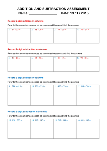 Addition and Subtraction | Teaching Resources