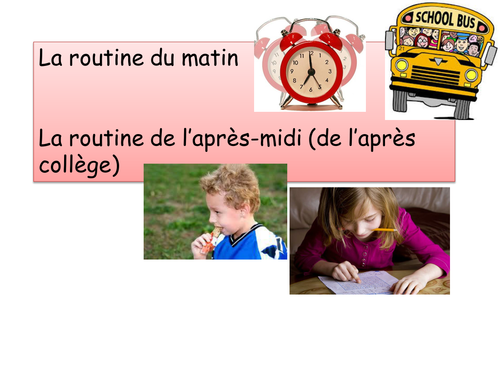 Changing the infinitive to I with daily routine in French for Y7 ...