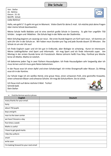 Die Schule reading | Teaching Resources