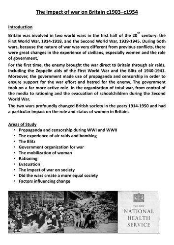 Impact of War Revision Guide | Teaching Resources Impact of War Revision Guide | Teaching Resources