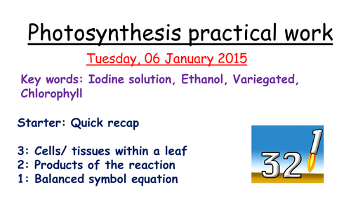 Photosynthesis practicals AQA B2 | Teaching Resources