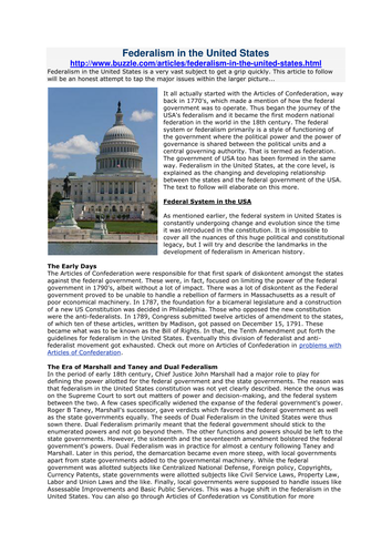 Federalism | Teaching Resources
