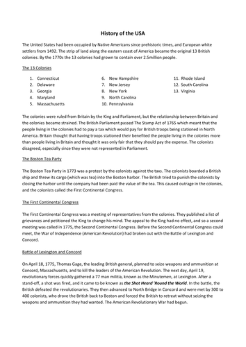History of the USA | Teaching Resources