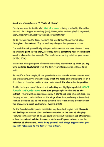 A Taste of Honey Revision | Teaching Resources