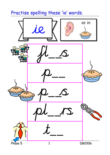 Phase 5: ie grapheme: cards, games, activities and presentation ...