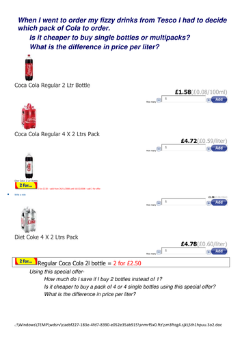 Value for Money Questions | Teaching Resources