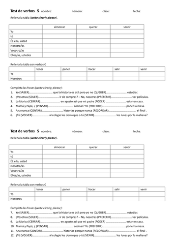 Ready-made present tense verb practice/tests | Teaching Resources