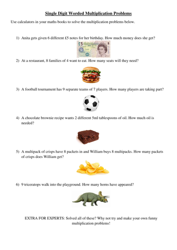 Simple Worded Multiplication Problems | Teaching Resources Simple Worded Multiplication Problems | Teaching Resources