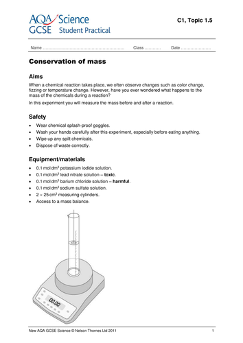 Conservation of Mass | Teaching Resources