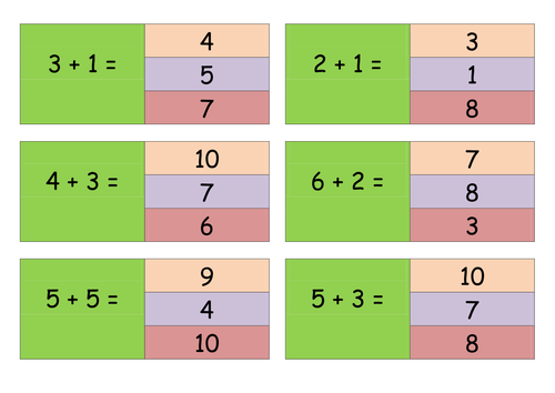 Addition card game | Teaching Resources