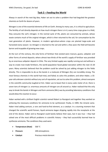 WW1 Chemistry: Science...For Good or Bad? | Teaching Resources