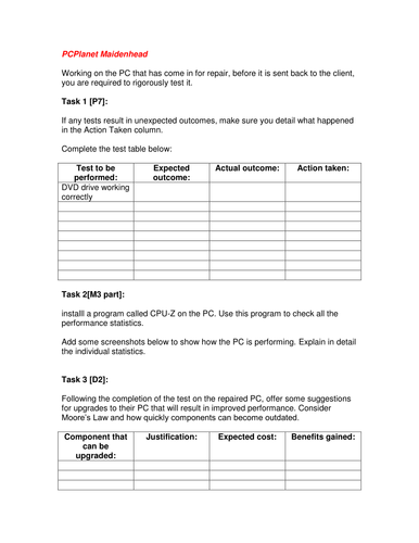 BTEC ICT L3 Unit 2 assignment 2 | Teaching Resources