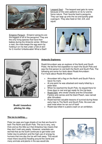 Antartica Reading Comprehension | Teaching Resources