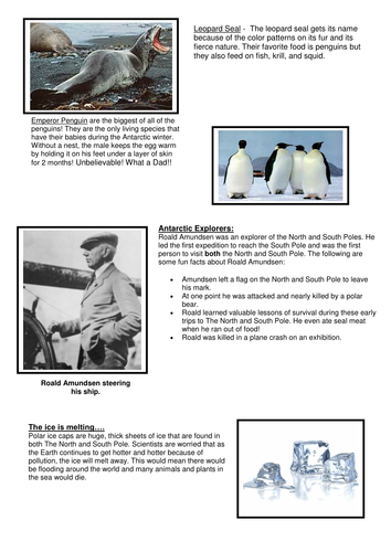 Antartica Reading Comprehension | Teaching Resources