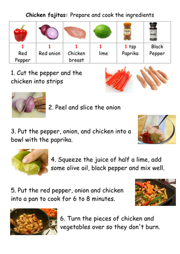 Pictorial Cooking Recipes | Teaching Resources