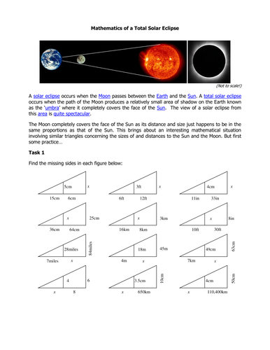 Total Solar Eclipse (Math of) | Teaching Resources