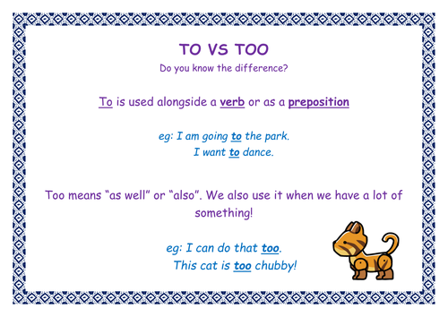 To VS Too info poster | Teaching Resources
