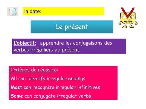 lesson on irregular present tense | Teaching Resources
