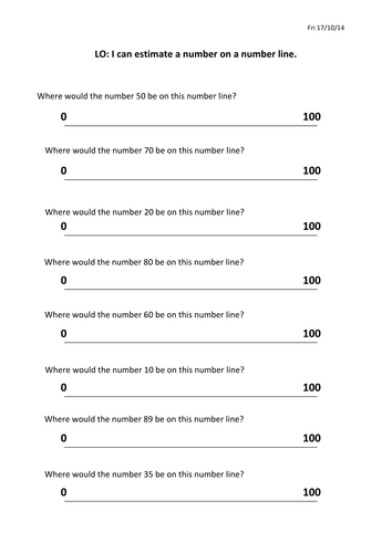 Estimating Numbers On A Number Line. | Teaching Resources