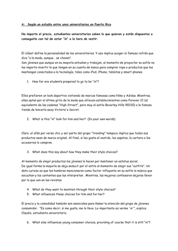 La moda | Teaching Resources