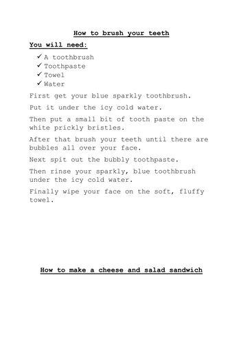 Year 2 Instructions Lesson Plan | Teaching Resources