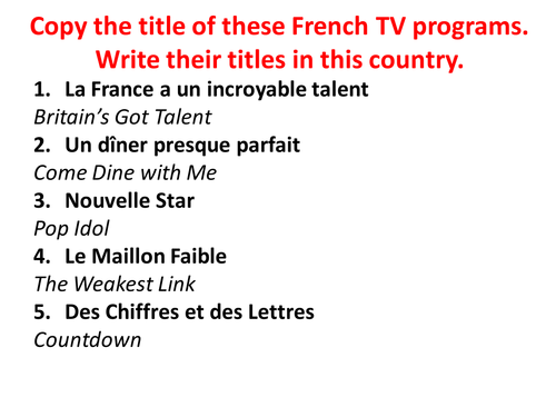 television programs in France | Teaching Resources