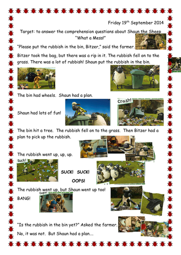 Sean the Sheep Comprehension | Teaching Resources