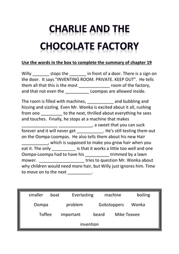 Charlie and the Chocolate Factory-themed worksheet | Teaching Resources