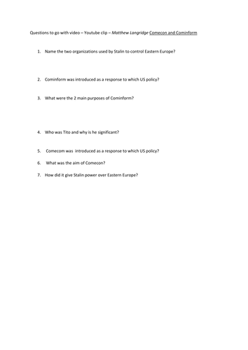 Cominform and Comecon | Teaching Resources