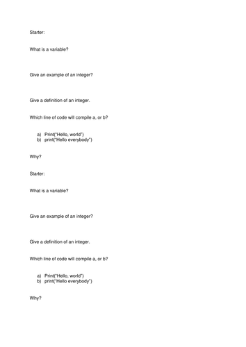 Introduction to Python Lesson 4. | Teaching Resources