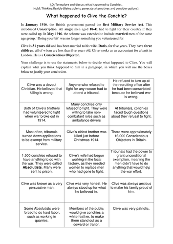 Conscientious Objectors | Teaching Resources