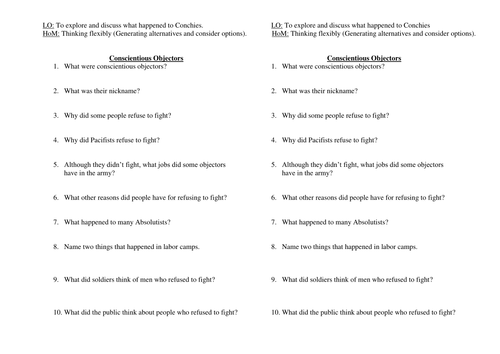 Conscientious Objectors | Teaching Resources