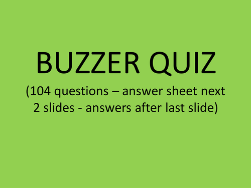 BUZZER QUIZ | Teaching Resources