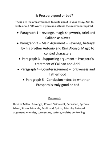 Essay guide to The Tempest | Teaching Resources