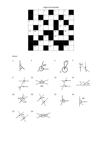 Angles Cross Number | Teaching Resources