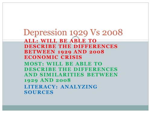 1929 vs 2008 Depression | Teaching Resources