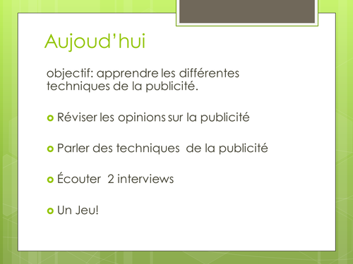 les techniques de la publicité | Teaching Resources