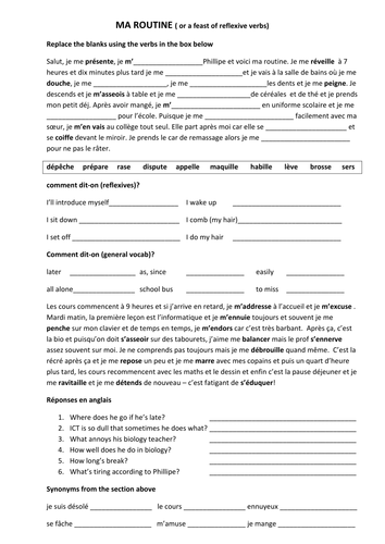 Ma routine | Teaching Resources